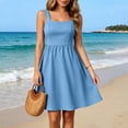KLHDSF Summer Dresses For Women 2026 Square Neck Sleeveless Solid Color ...