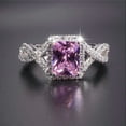 2Ct Emerald Cut Simulated Pink Sapphire Engagement Ring 14K White Gold ...
