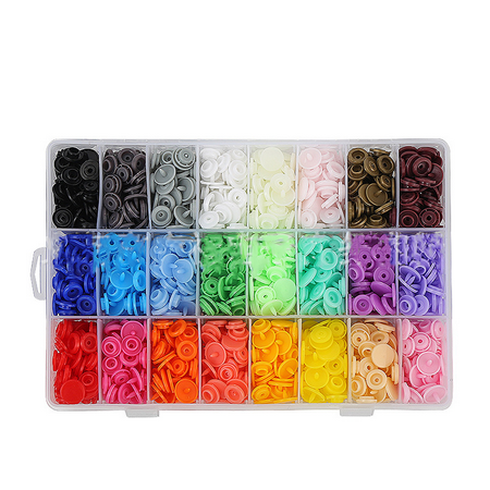JOYWEI 400pcs 24 Colors Plastic Snaps T5 12mm, with Box Storage ...