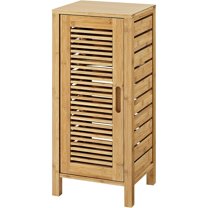 Linon Harding 3-Shelf Single Door Floor Cabinet, Natural Bamboo Finish ...