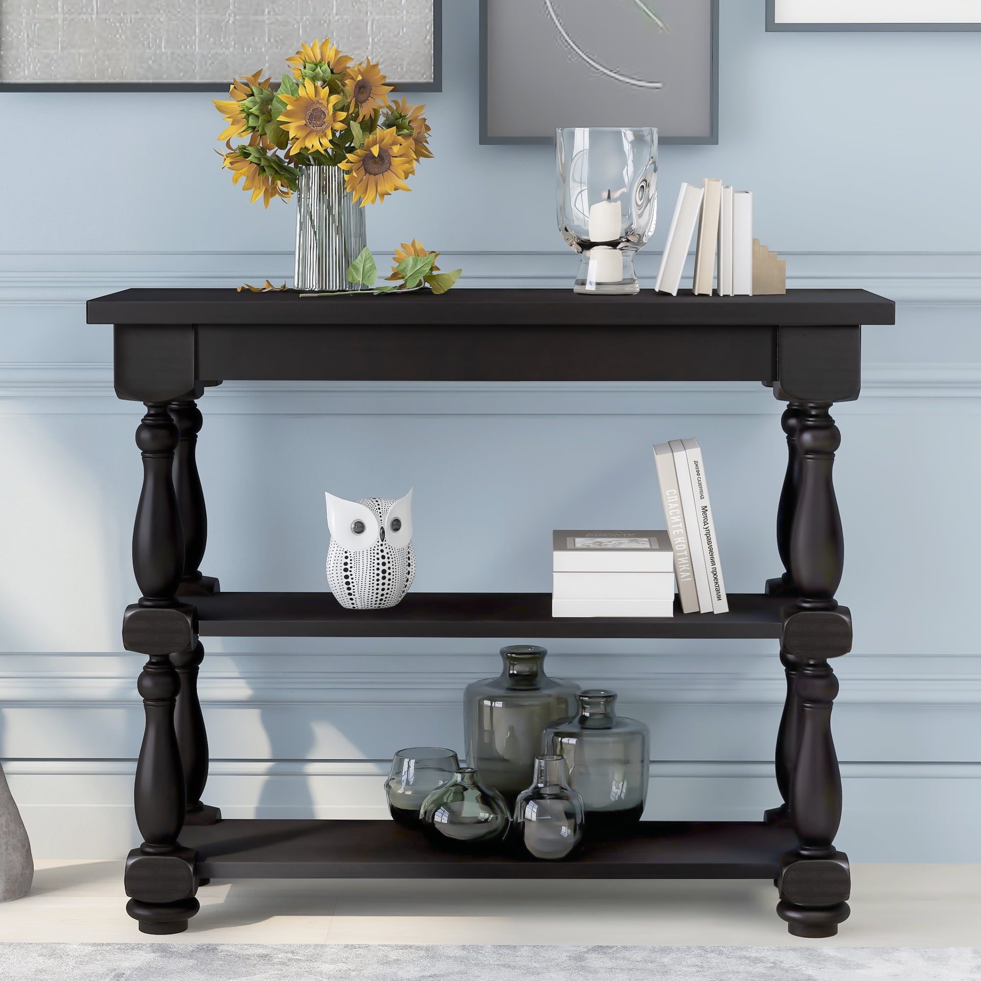 39.4'' Modern Console Table with 3 Tier Open Storage Shelves, Sofa ...