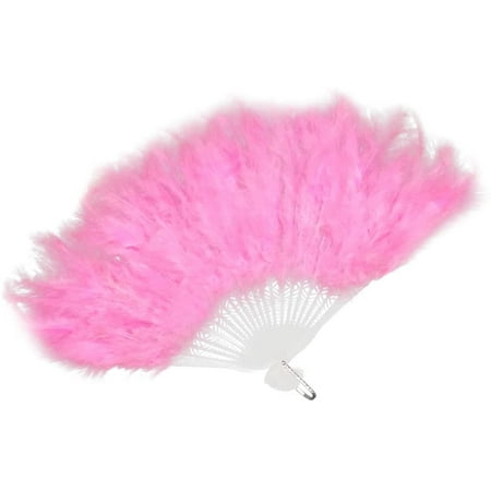Folding Feather Fan Pink Hand Fan Roaring 20s Vintage Flapper Fan Women ...