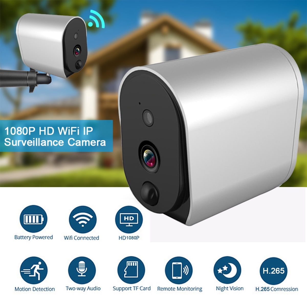 1080P WiFi Audio Security Camera Wireless Battery Operated IP67 ...