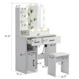 Bianlte Vanity Desk Set,with Large Lighted Mirror,3 Color Lighting ...