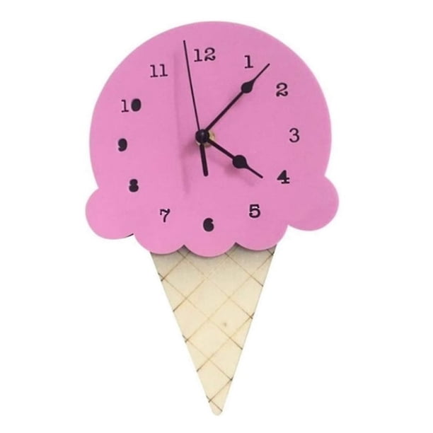 Ice Cream Sharped Wall Hanging Clock Cartoon Silent For Children ...