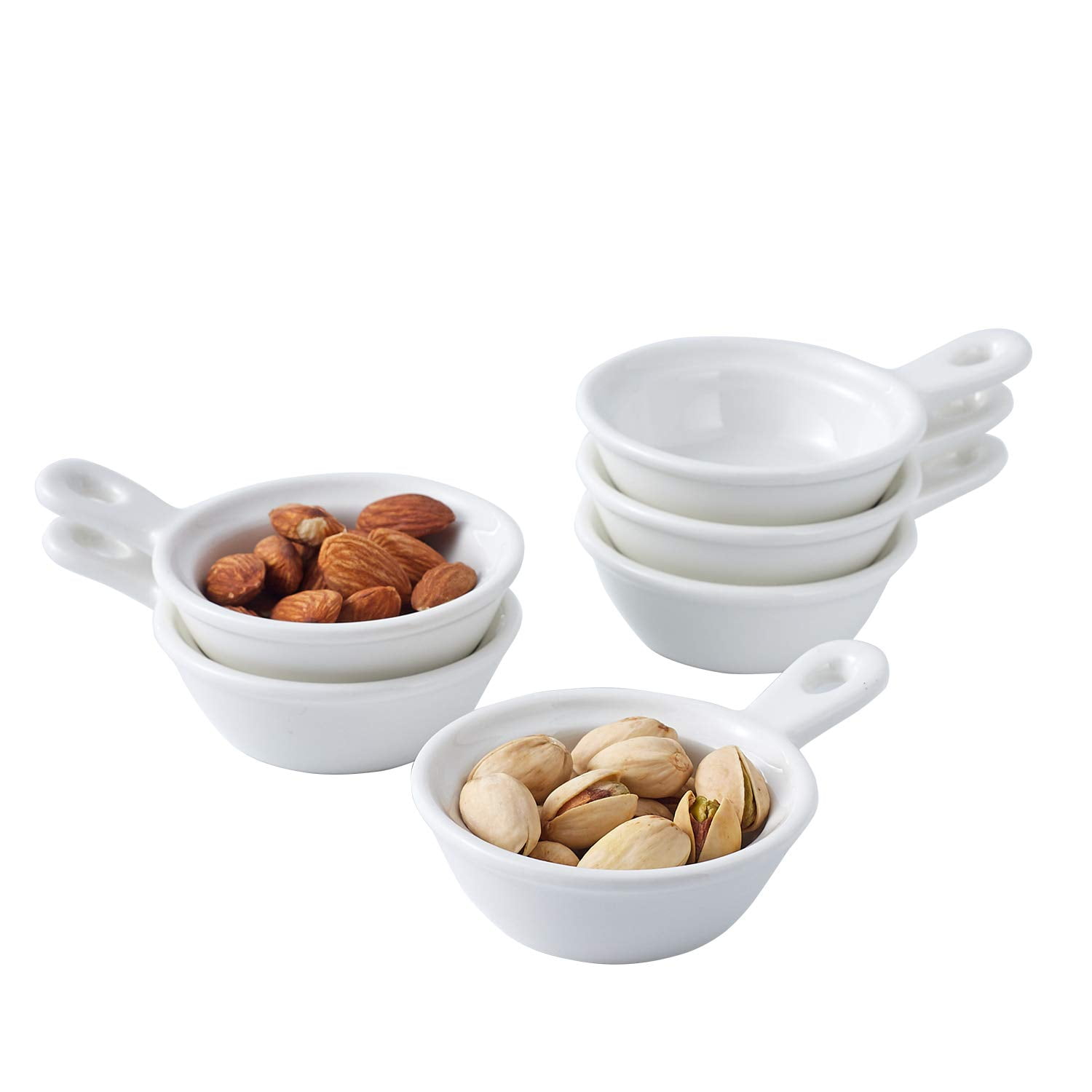 Bruntmor Set Of 6 Side Dish Porcelain Dip Bowl Set with Handle, for Soy ...