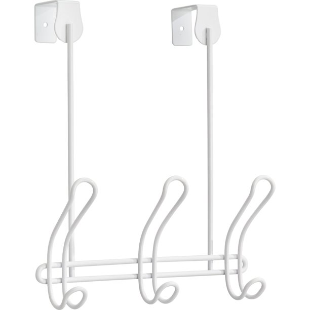 Mainstays Classico Over-The-Door Rack with three Hooks, Arctic White ...