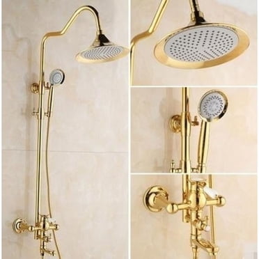 Juno Classic Round Rose Gold Wall Mount Single Handle Shower with Hand ...