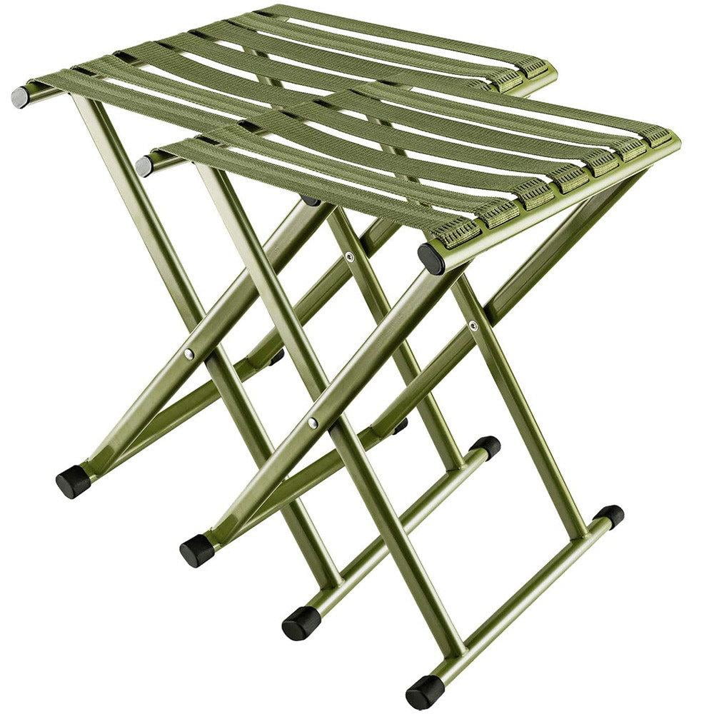 2pcs Folding Camping Stool, Heavy Duty Metal Portable Chair with ...