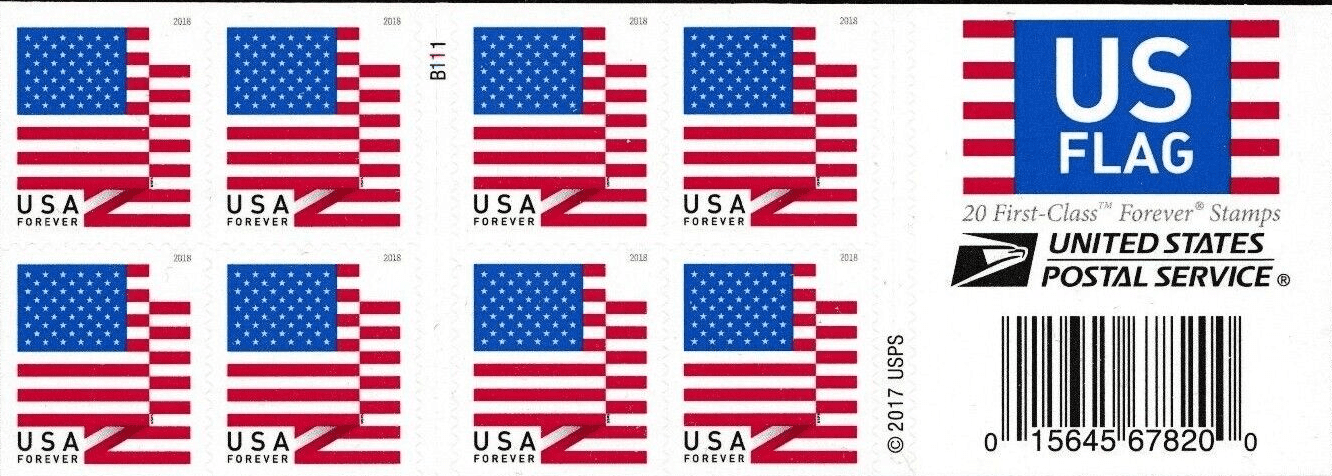 USPS U.S. Flag 2018 Forever Stamps Book of 20 postage stamps - Walmart.com