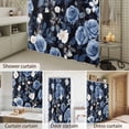 Bathroom Shower Curtain White Daisy Blue Roses on Black Waterproof ...