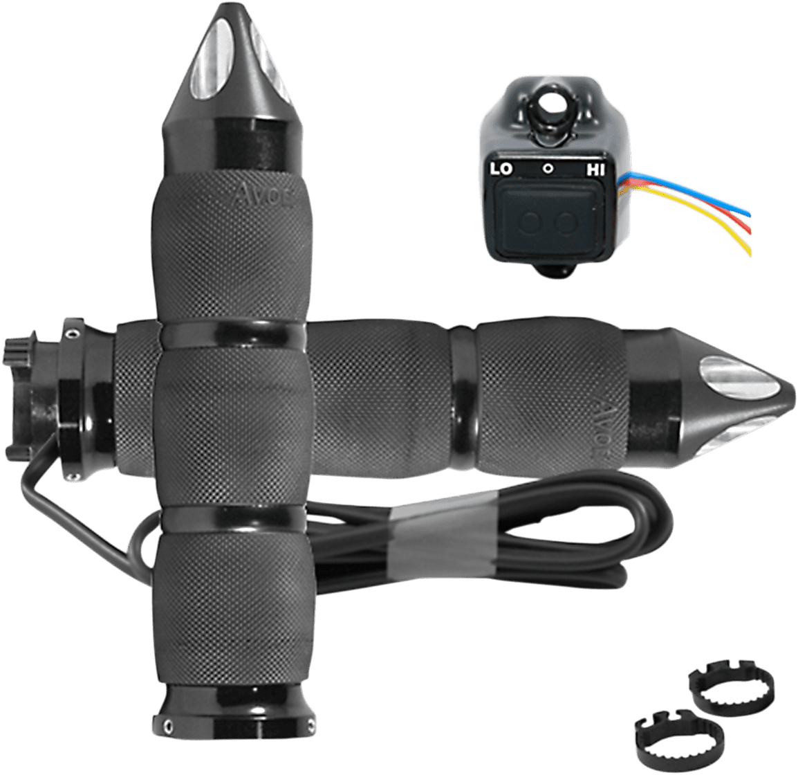 Avon Grips Heated Metric Cruiser Grips Black Anodize Air Cushioned with ...