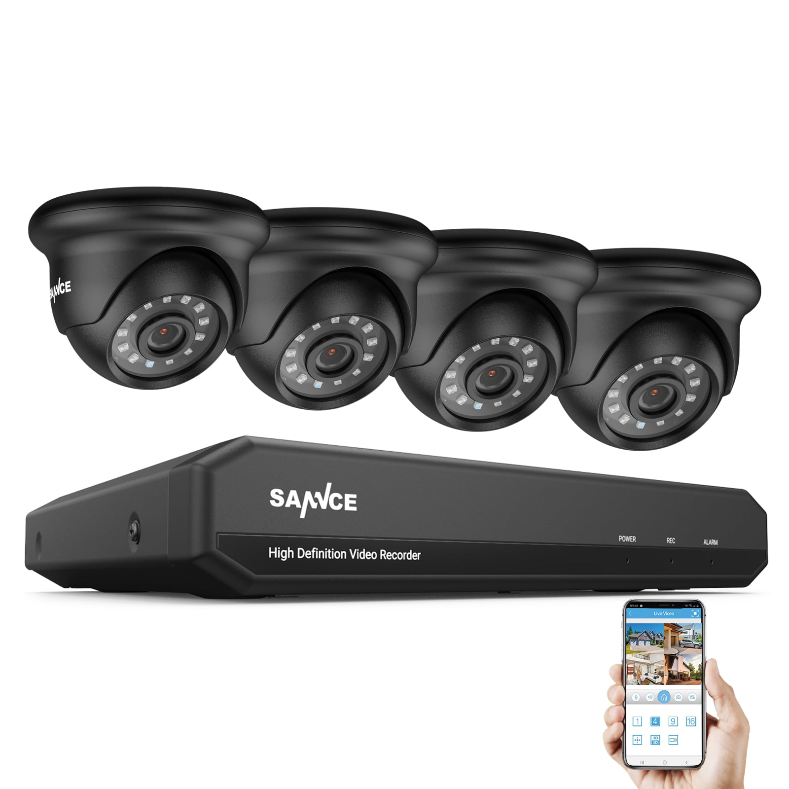 SANNCE Home Security Camera System, 4 Pcs 1080P Security Camera Kit 4CH ...