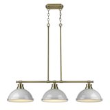 Golden Lighting Duncan 3 Light Linear Pendant in Aged Brass with Red ...