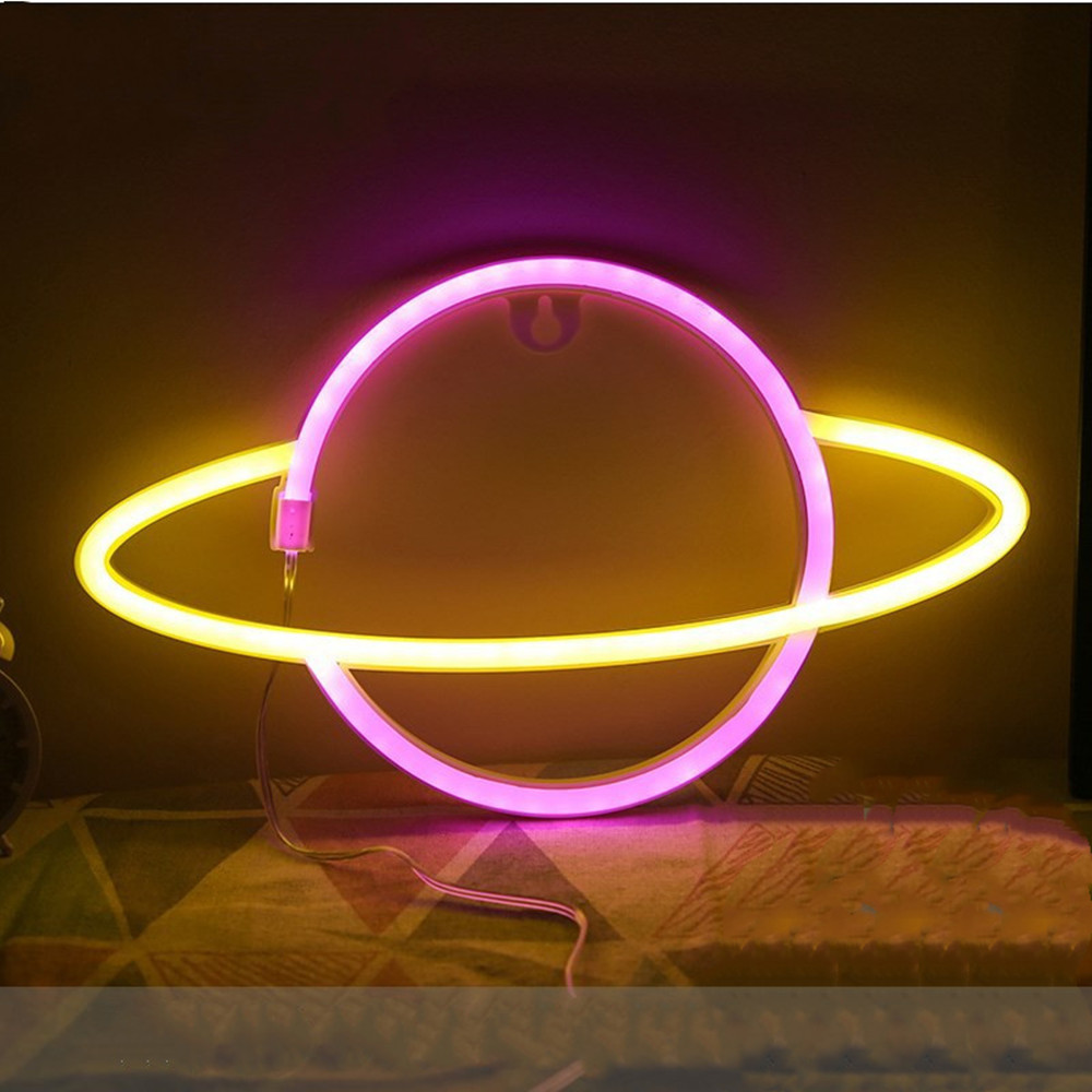 Home Kids Room USB Charging 2 IN 1 LED Party Sign Lamp Neon Light Wall ...