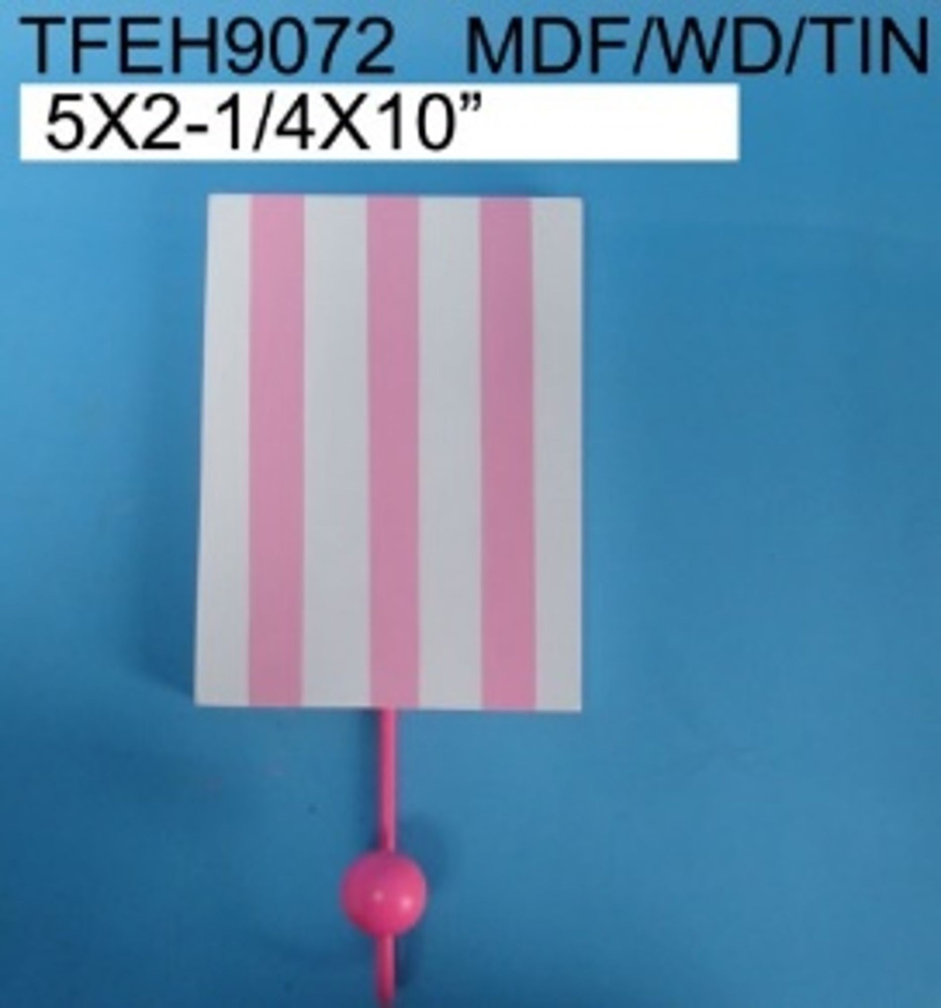 Set of 2 Pink and White Striped Contemporary Hooks 10" - Walmart.com