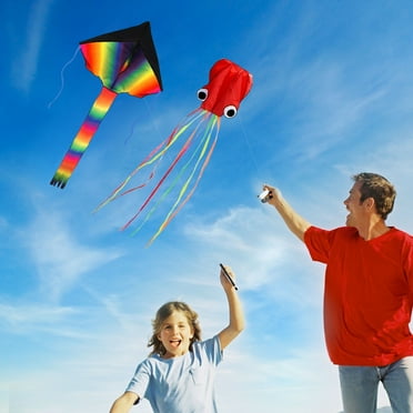 Fish Swim In Sky Delta Kite with Flying Line and Handle (Orange ...