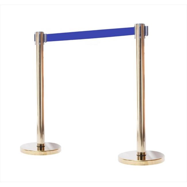 VIP Crowd Control 1129 14 in. Flat Base Gold Post & Cover Retractable ...