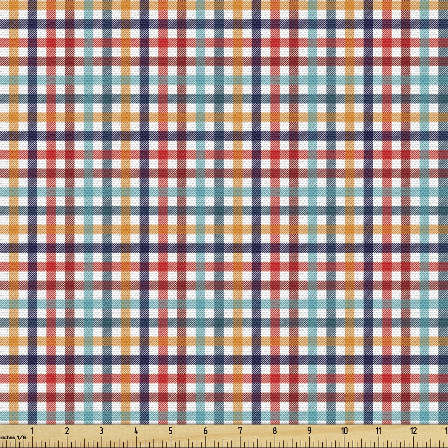 Checkered Fabric by the Yard Upholstery Colorful Fresh Summertime ...