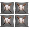 Baseball Pillow Covers Set of 4, Sports Gray Background Cartoon 16x16 ...