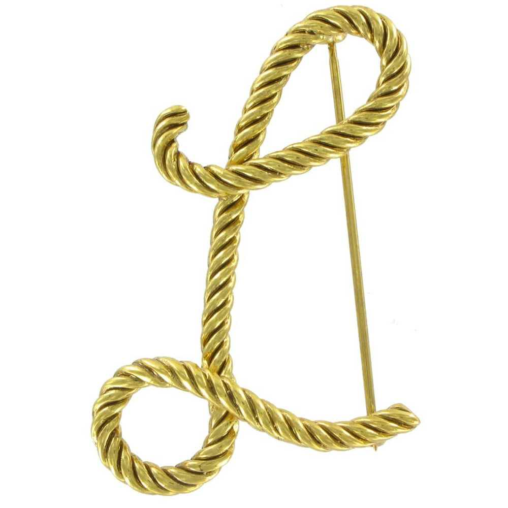Generic - "L" Initial Pin Brooch Large Script Gold Tone Rope - Walmart ...