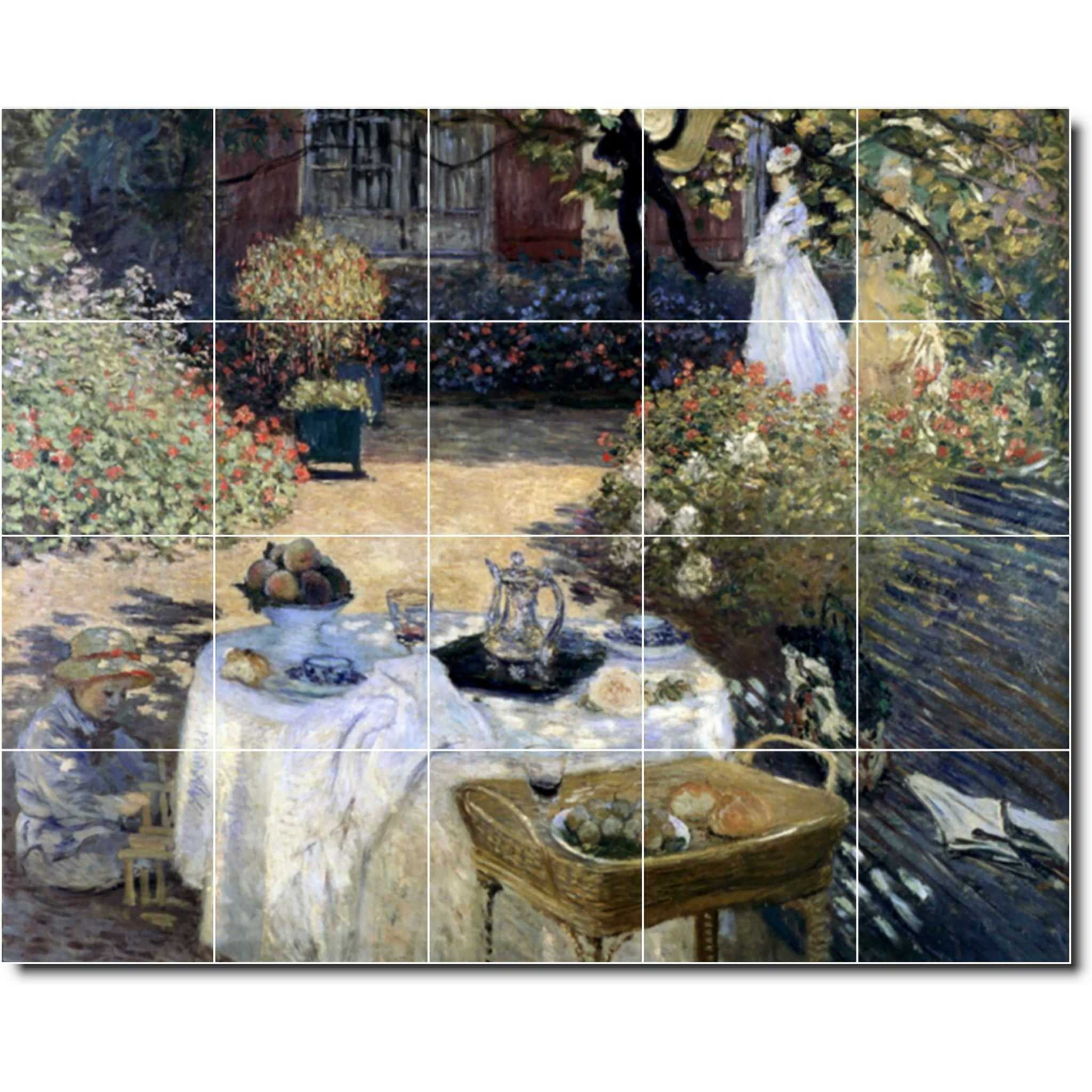 Ceramic Tile Mural-Claude Monet Garden Bathroom Tile Mural 21. 60" w x ...