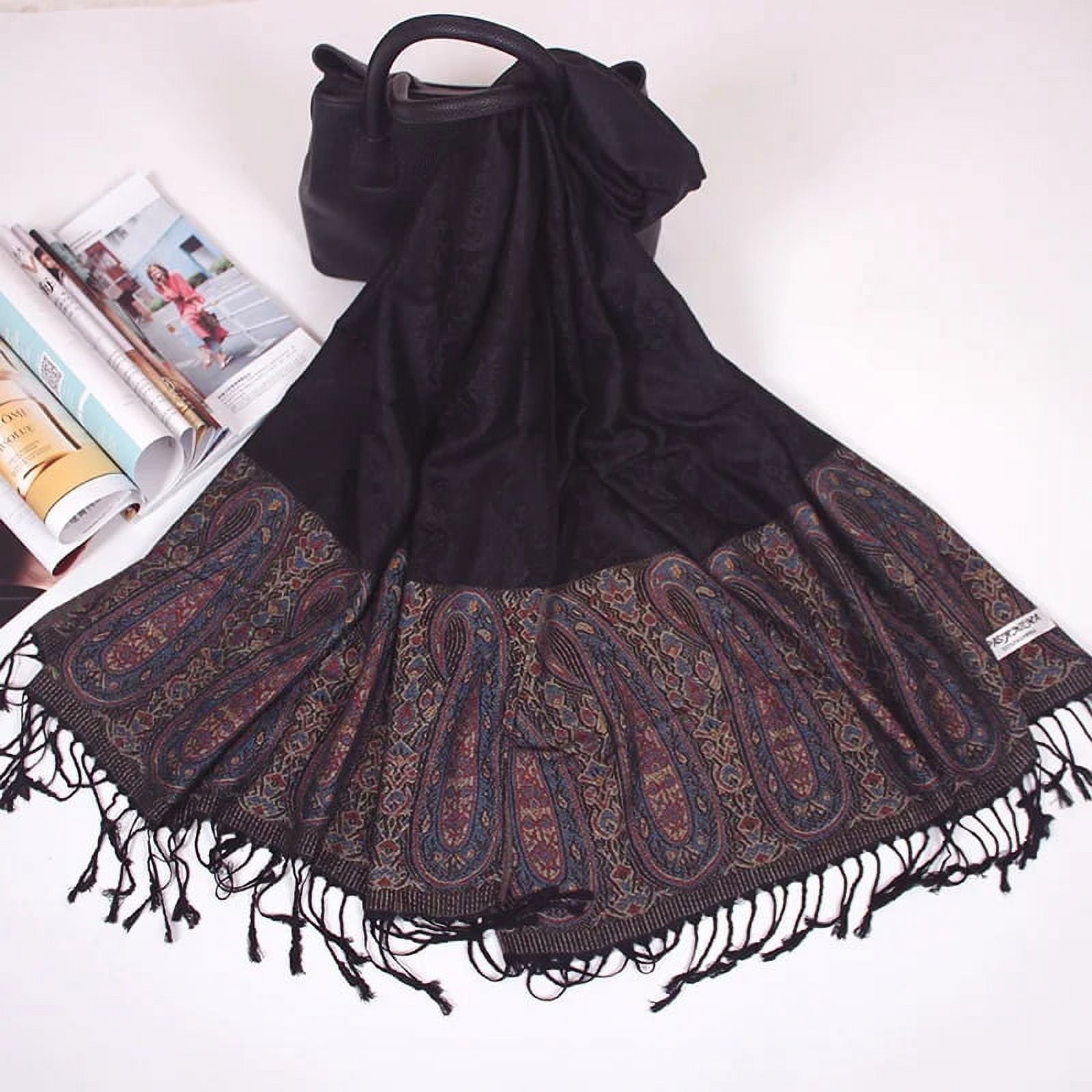 Paisley Jacquard Women Scarf Bohe Style Floral Printed Pashmina Ethnic Fringed Travel Scarves ...