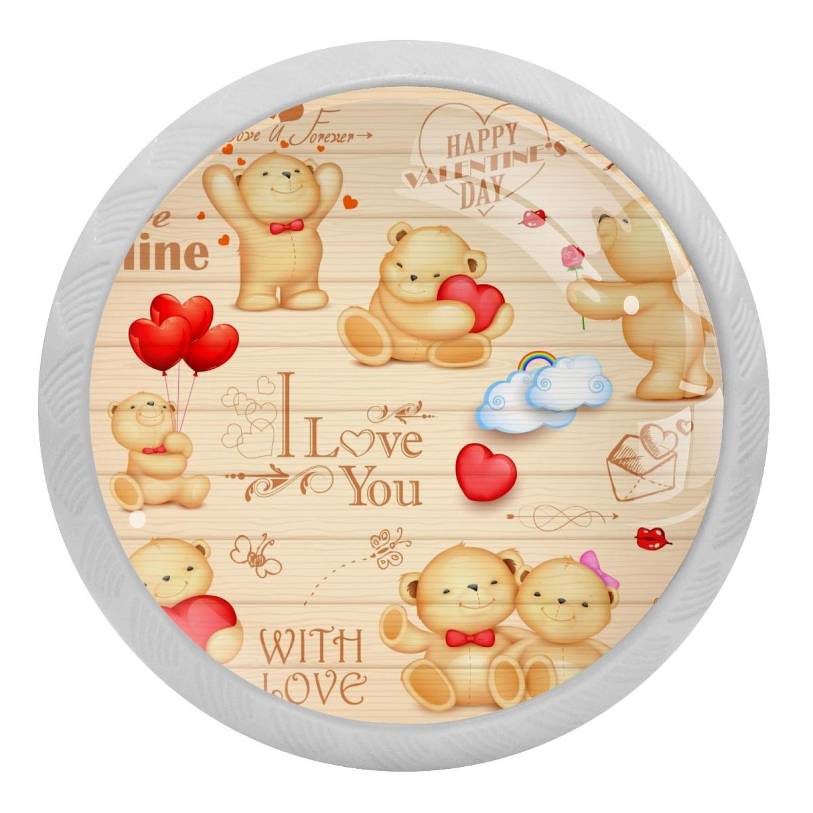 4PCS Round Bear Cabinet Fluorescence Knob Glowing in the Dark Furniture ...