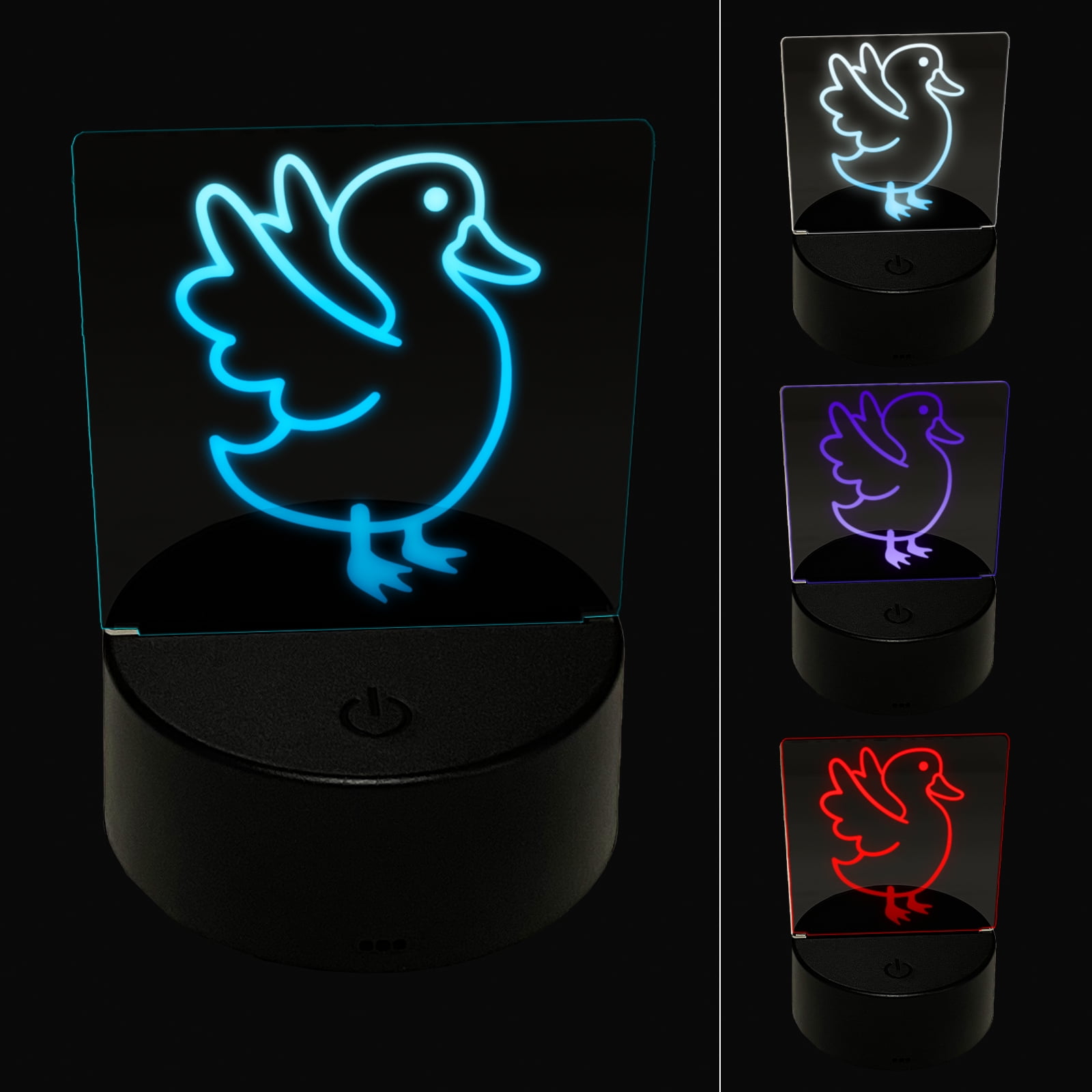Delightful Duck Flapping Wings LED Night Light Sign 3D Illusion Desk ...