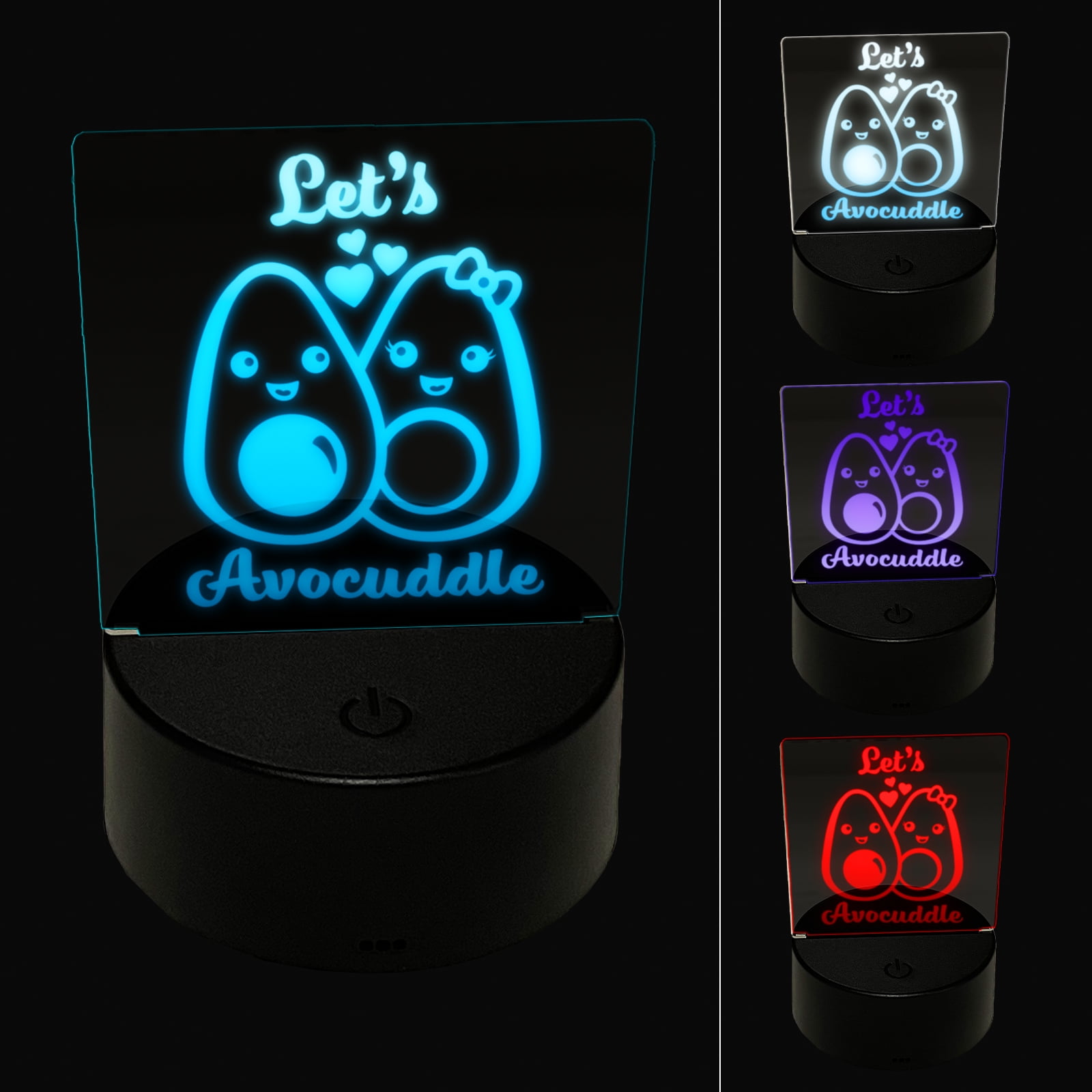 Let's Avocuddle Cuddling Avocados Love LED Night Light Sign 3D Illusion ...