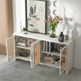 IQCNGVX Rattan Buffet Sideboard Kitchen Console Table with Doors ...