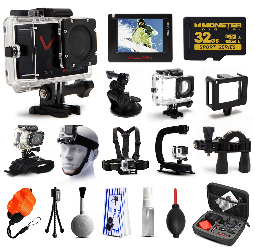 Monster Digital Villain 1080P Ultra HD Action Sports Waterproof LCD ...