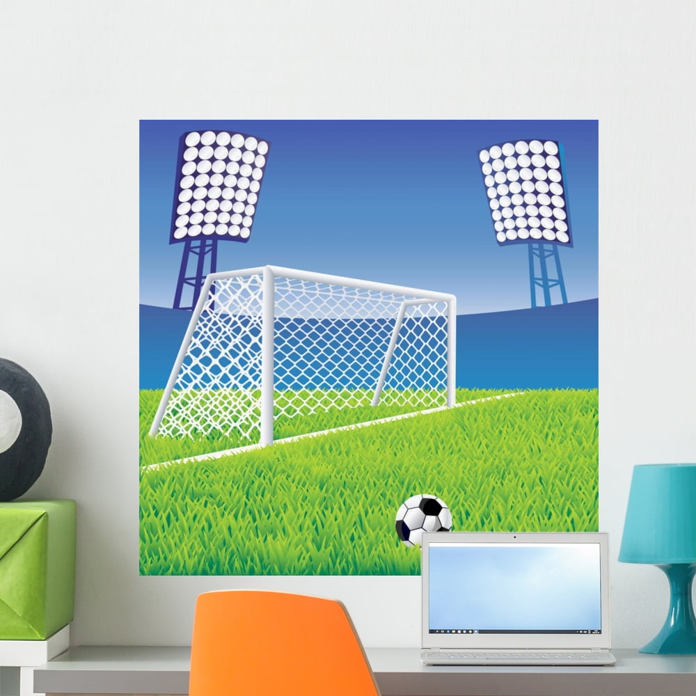 Soccer Detailed Goal and Wall Mural by Wallmonkeys Peel and Stick ...