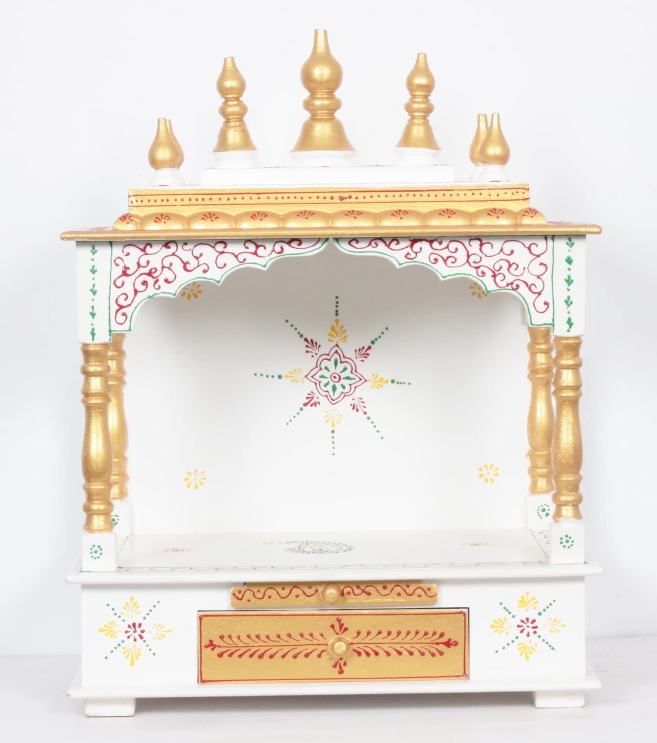 Home and Bazaar Rajasthani Ethnic Handcrafted Wooden Temple / Mandir / Pooja Ghar / Mandapam ...
