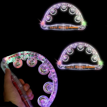 Flashing Tambourines Hand Held, 9" Inch Tambourine Flashes in Assorted ...