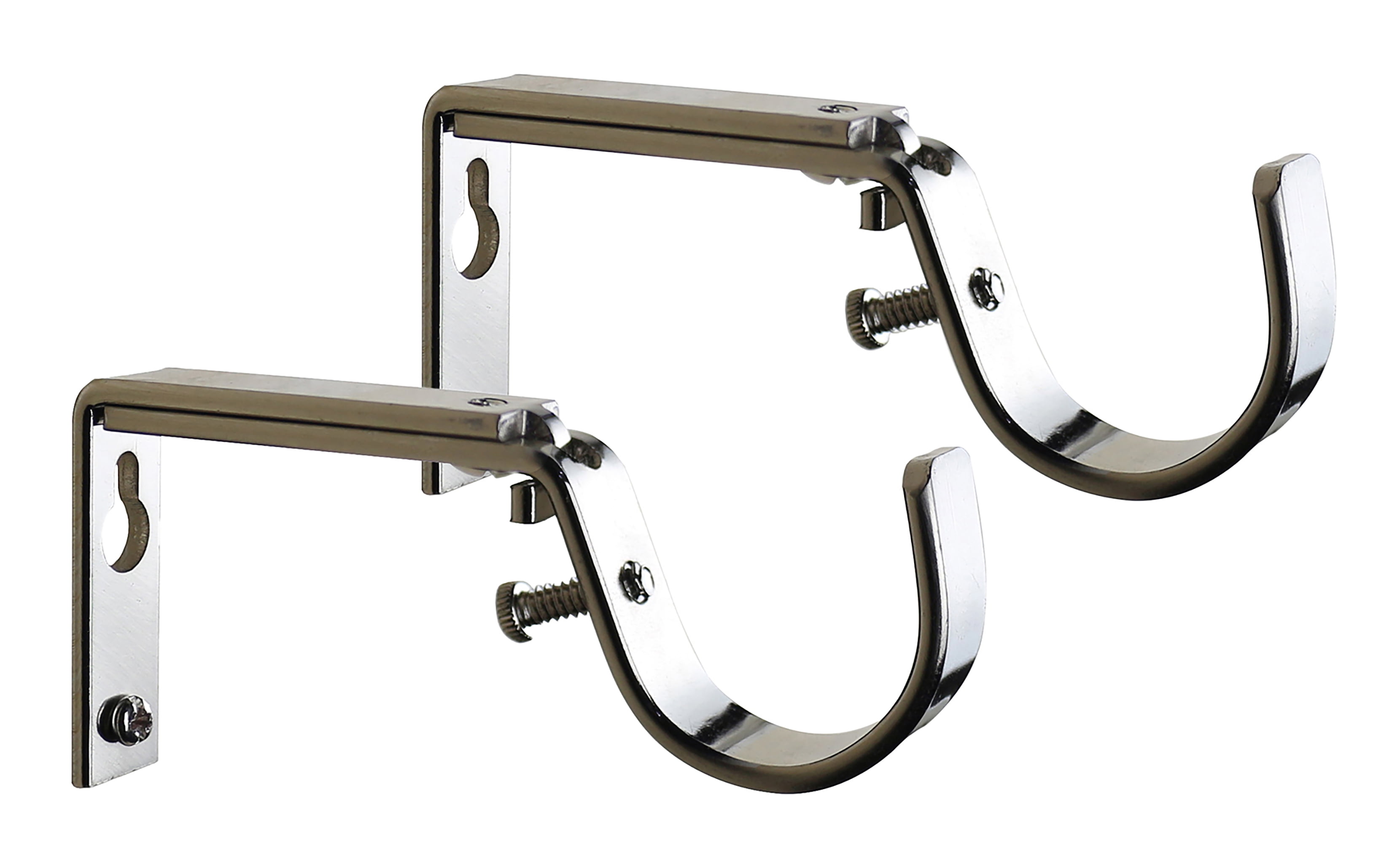 MERIVILLE Set of 2 Satin Nickel Curtain Drapery Rod Bracket for 1 1/4 ...