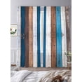 Blue Brown White Wooden Sheer Curtains 96 Inch Length 2 Panels Set ...