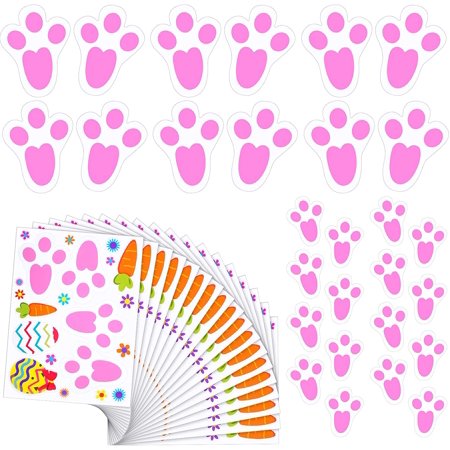 QUETO 396 Pieces Easter Bunny Paw Prints Footprints Floor Clings Decals ...