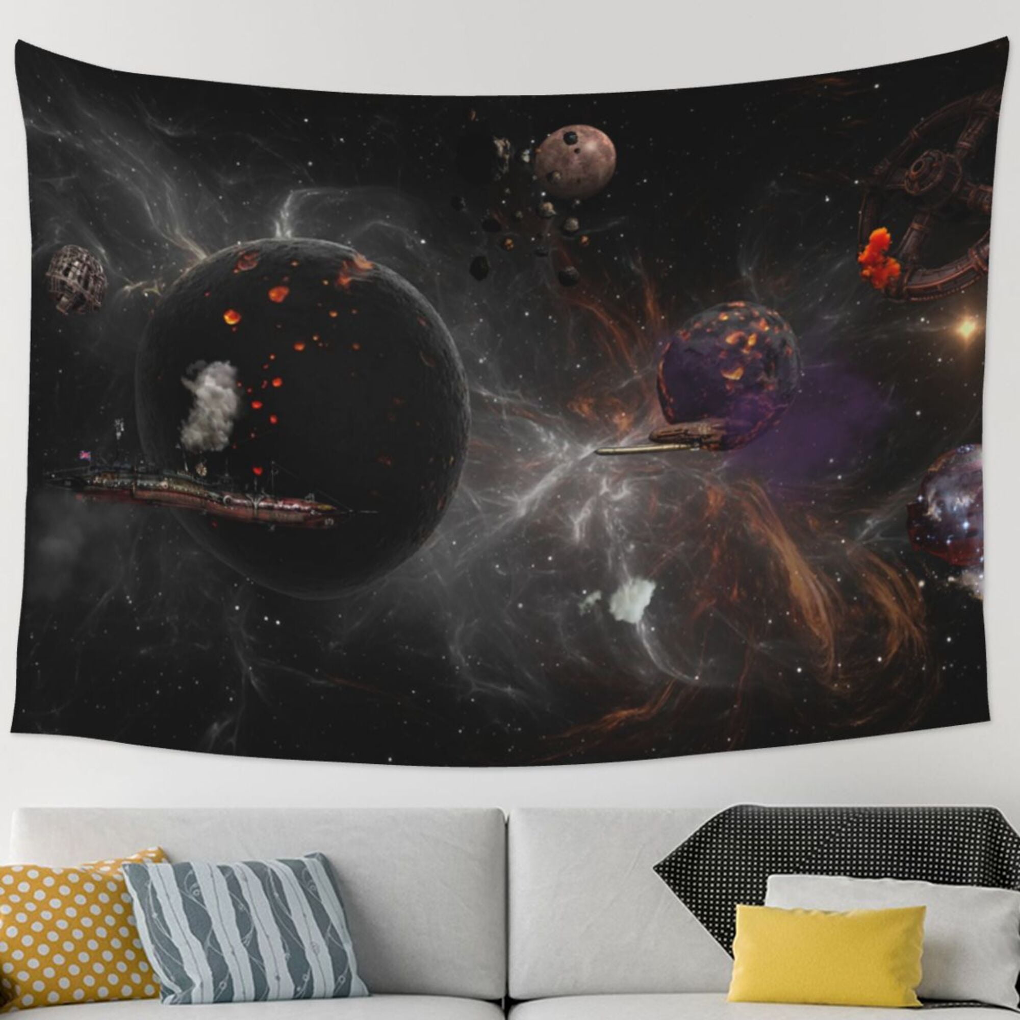 TEQUAN Fantasy Planets Steampunk Pattern Large Tapestry, Aesthetic ...