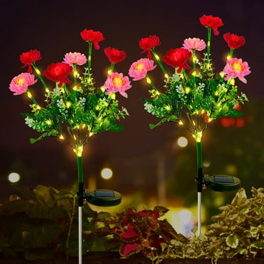 Waterproof Outdoor Solar LED Rose Garden Lights, 5 Rose Flowers for ...