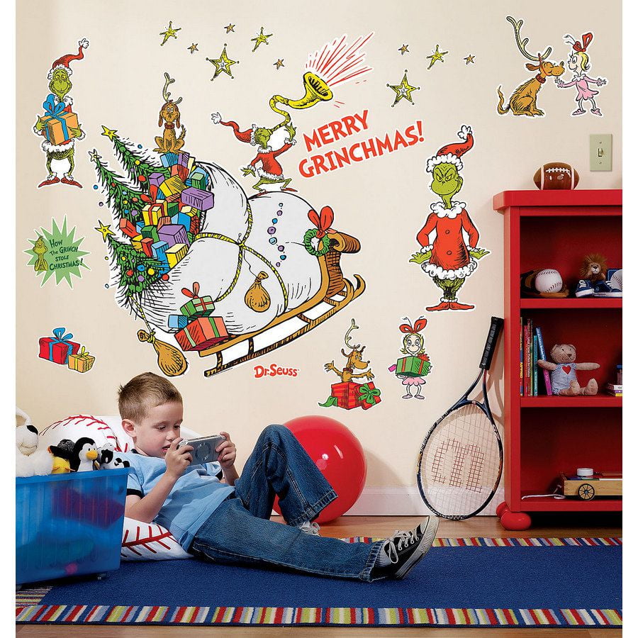 Grinch Wall Decals with Squeegee - Walmart.com