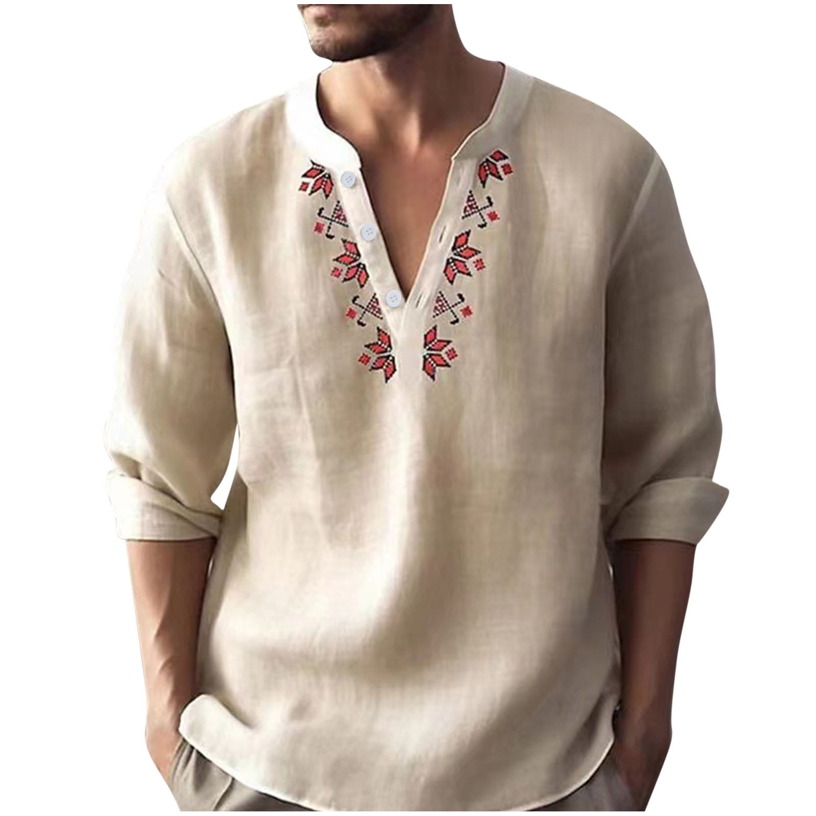 Click here for Yxmi Mens Casual Shirt  V-Neck Long Sleeve Pullove... prices