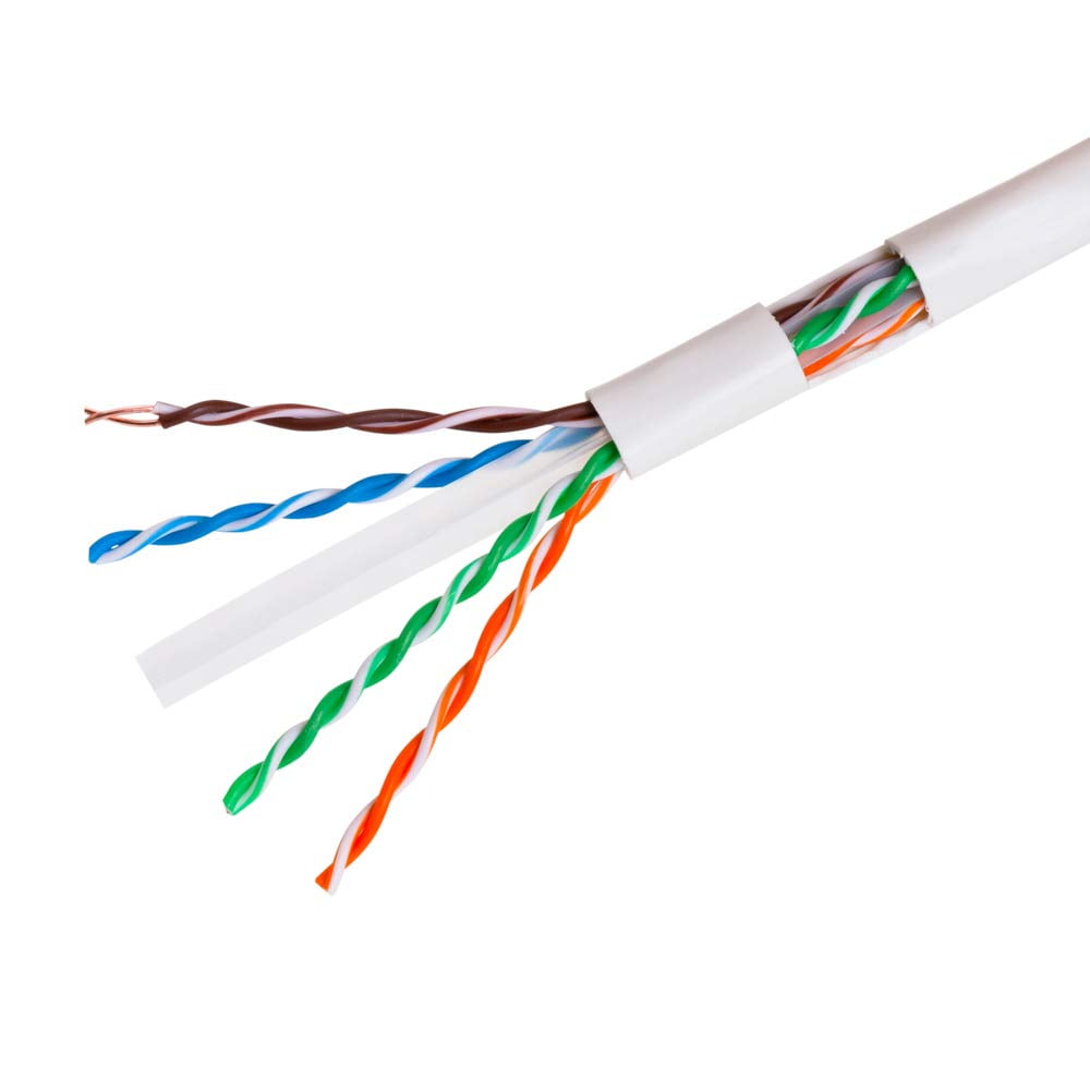Cat6A 10G 1000ft, White Solid Bare Copper 23AWG 4 Pair, Unshielded ...