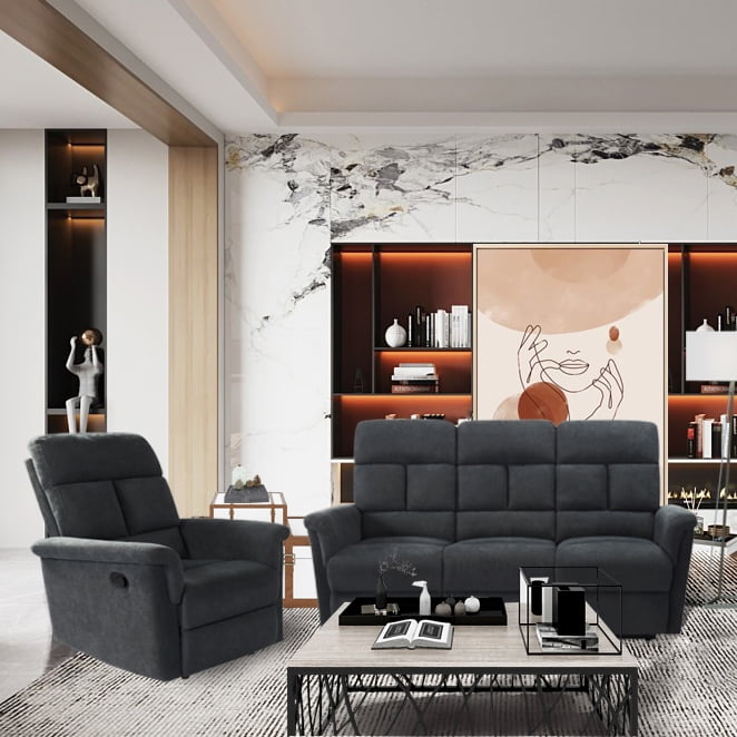 JINS&VICO 2 Pieces Upholstered Recliner Sofa Set, Adjustable Reclining ...