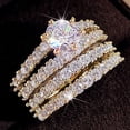 2Pcs Rhinestone Band Rings Women Cubic Zirconia Ring Sparkly Engagement ...