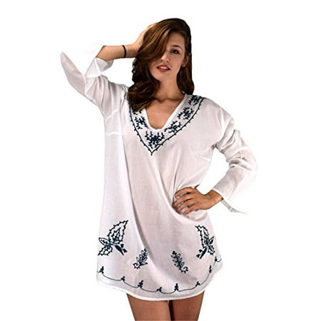 Peach Couture 100% Cotton Embroidered Summer Tunics Beach Cover Ups ...