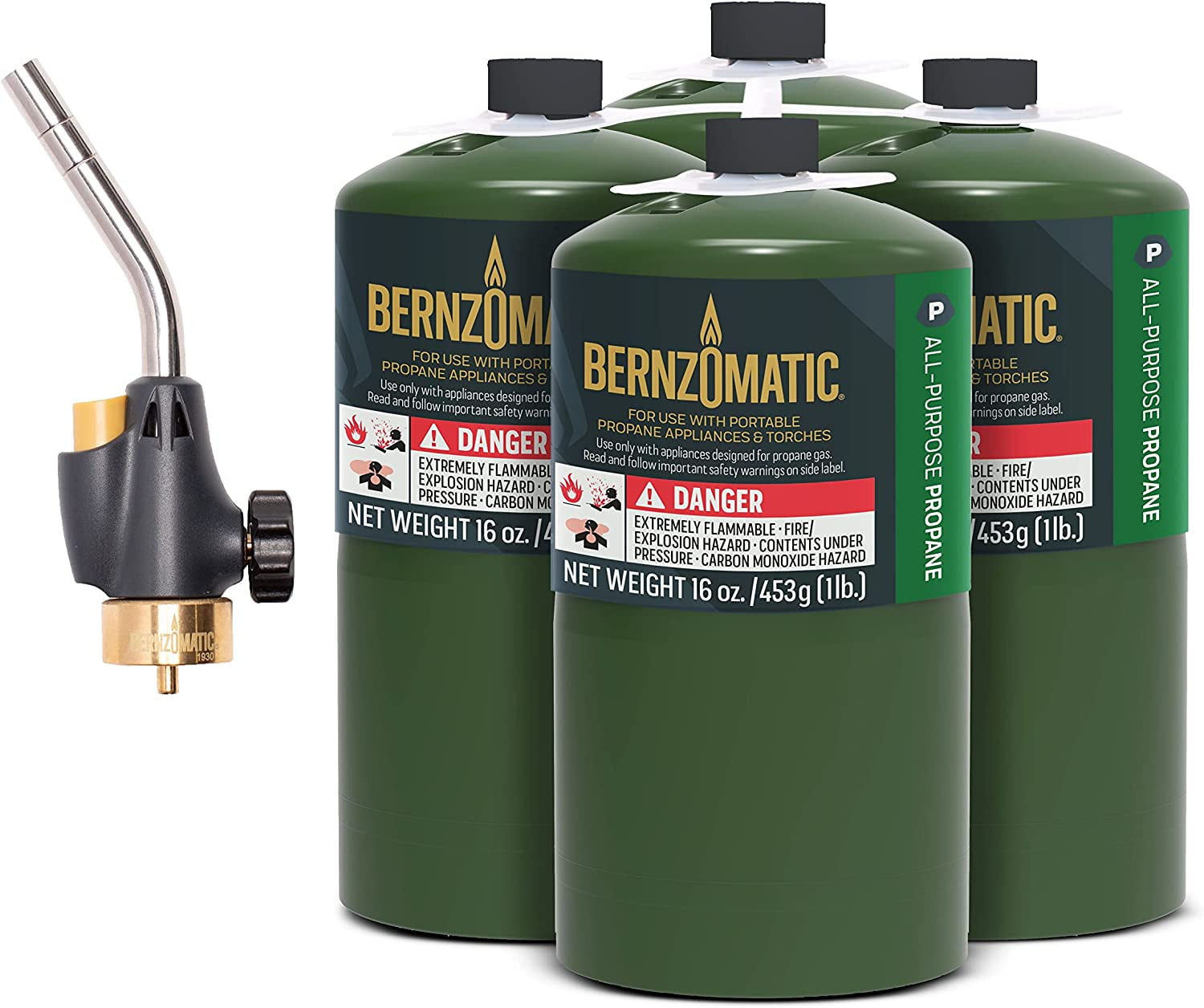 Bernzomatic All Purpose Propane 4 Pack with Utility Torch WT2301 - Walmart.com