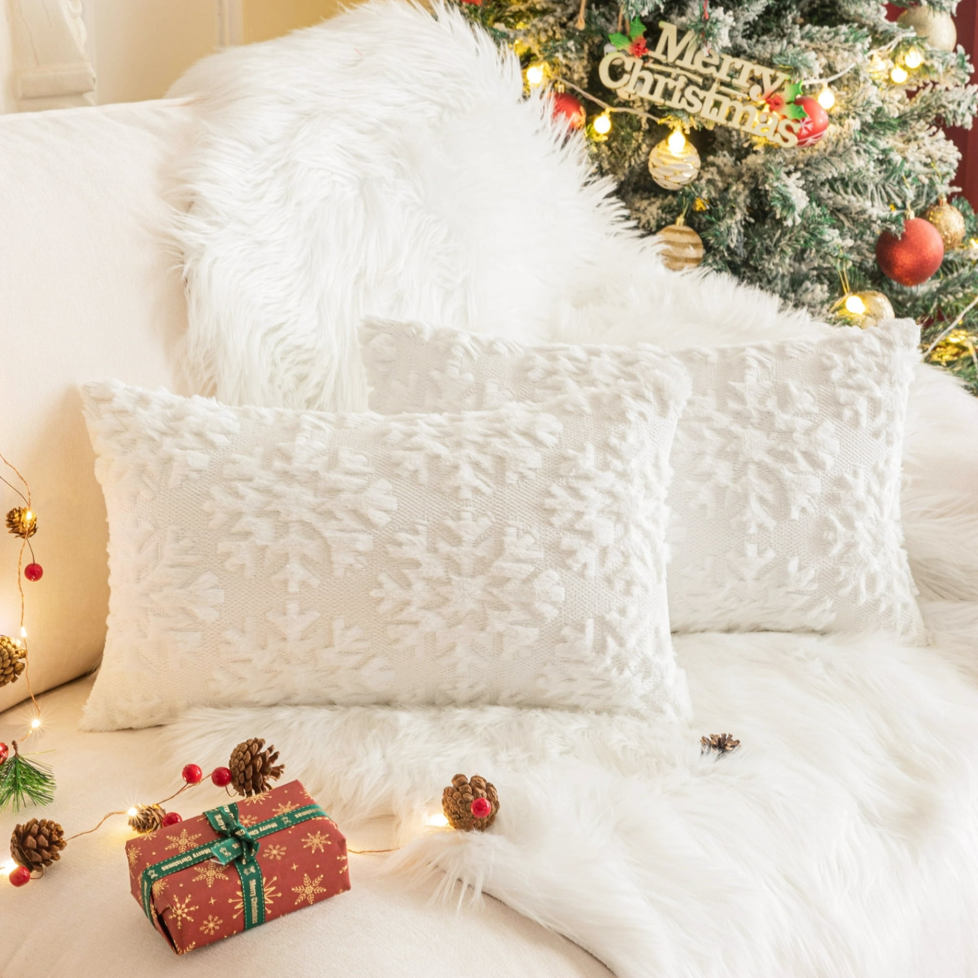Click here for Aqothes Set Of 2 Christmas Tree Throw Pillow Cover... prices