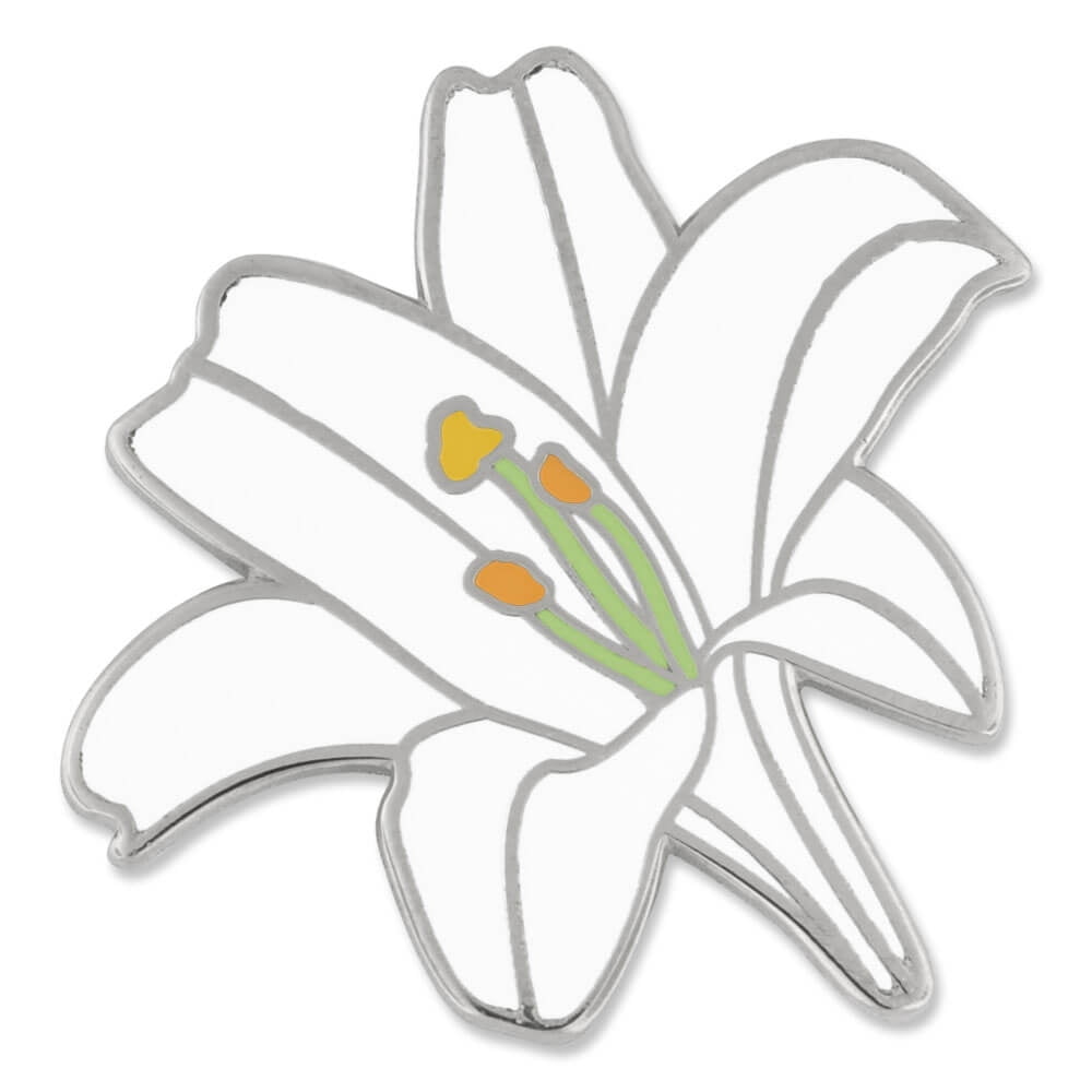 PinMart's White Lily Flower Boutineer Cute Trendy Enamel Lapel Pin ...