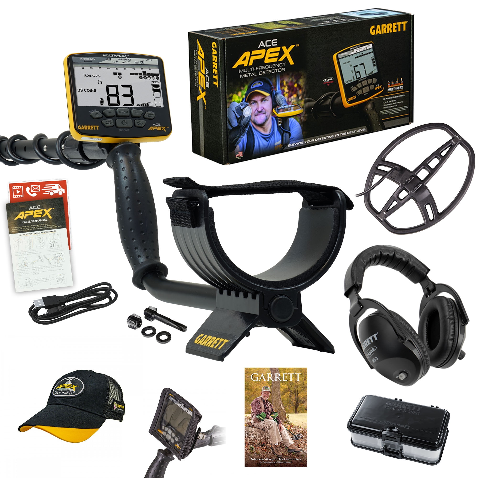 Garrett ACE APEX Detector w/ 8.5 x 11 Multi-Flex Raider Coil, Headphones Special - Walmart.com